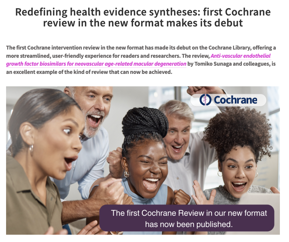 Cochrane reviews to follow a new focused format | Cochrane ...